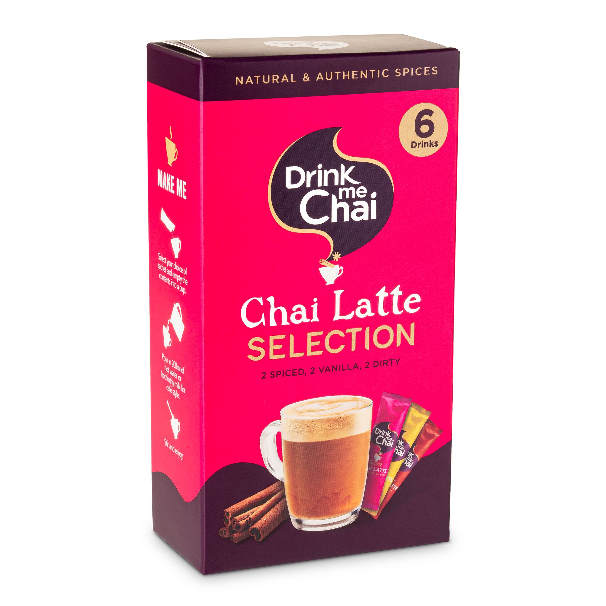 Drink Me Chai Spiced Chai Latte Sachets | Pack of 30 | Travel-Friendly ...